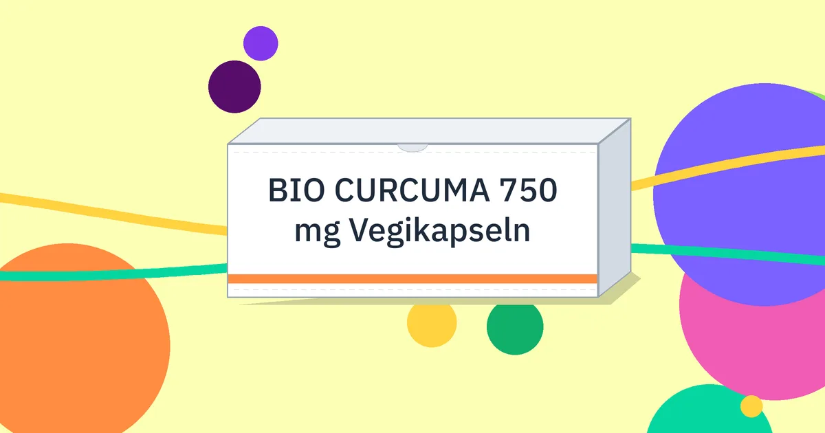 Symbolbild: Packung mit der Aufschrift BIO CURCUMA 750 mg Vegikapseln (PZN 16826392) – Verfügbarkeit und Bezug in Apotheken in Frankfurt am Main