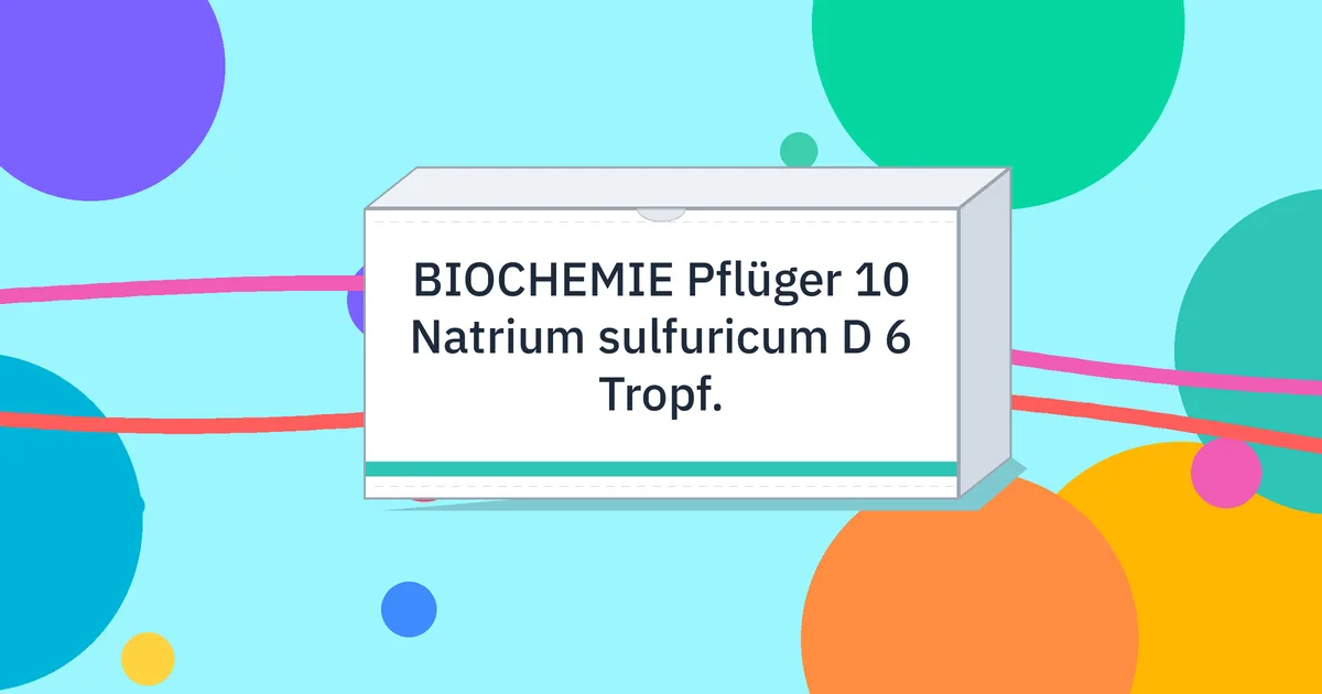 Symbolbild: Packung mit der Aufschrift BIOCHEMIE Pflüger 10 Natrium sulfuricum D 6 Tropf. (PZN 06324749) – Verfügbarkeit und Bezug in Apotheken in Frankfurt am Main