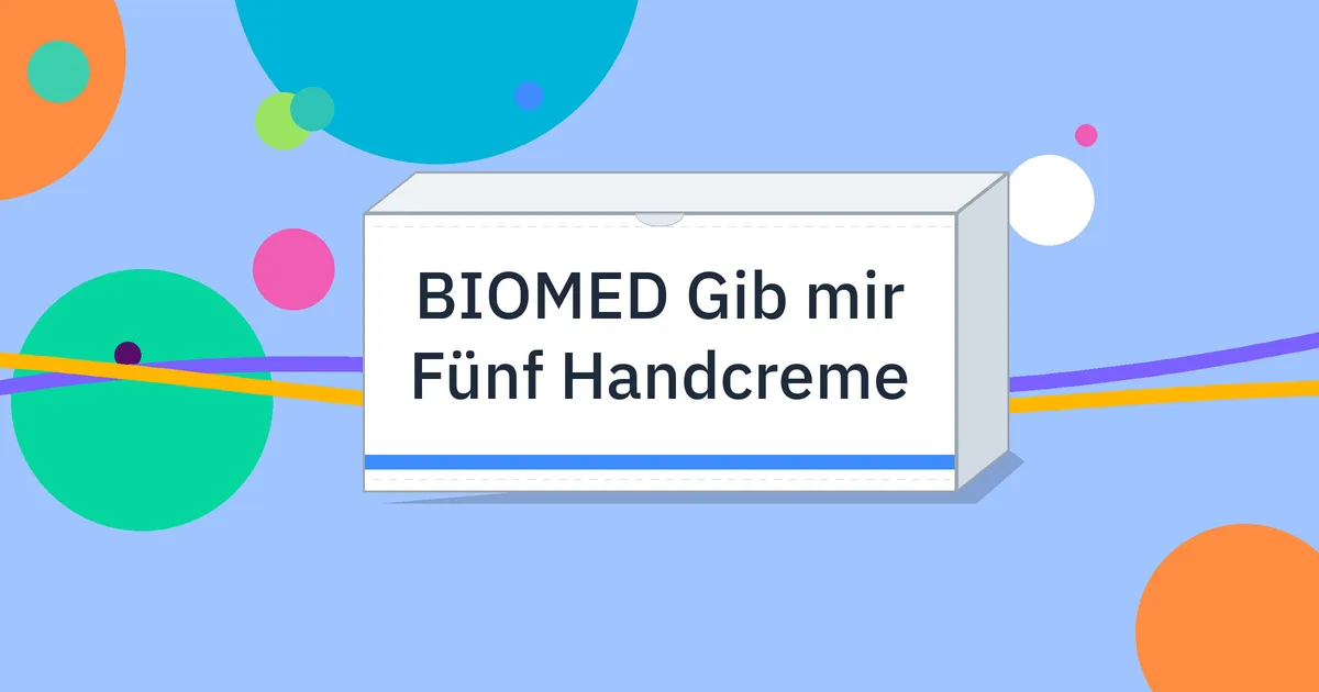 Symbolbild: Packung mit der Aufschrift BIOMED Gib mir Fünf Handcreme (PZN 07724155) – Verfügbarkeit und Bezug in Apotheken in Frankfurt am Main