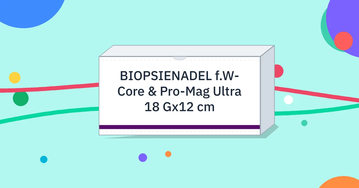 Symbolbild: Packung mit der Aufschrift BIOPSIENADEL f.W-Core & Pro-Mag Ultra 18 Gx12 cm (PZN 19351854) – Verfügbarkeit und Bezug in Apotheken in Frankfurt am Main