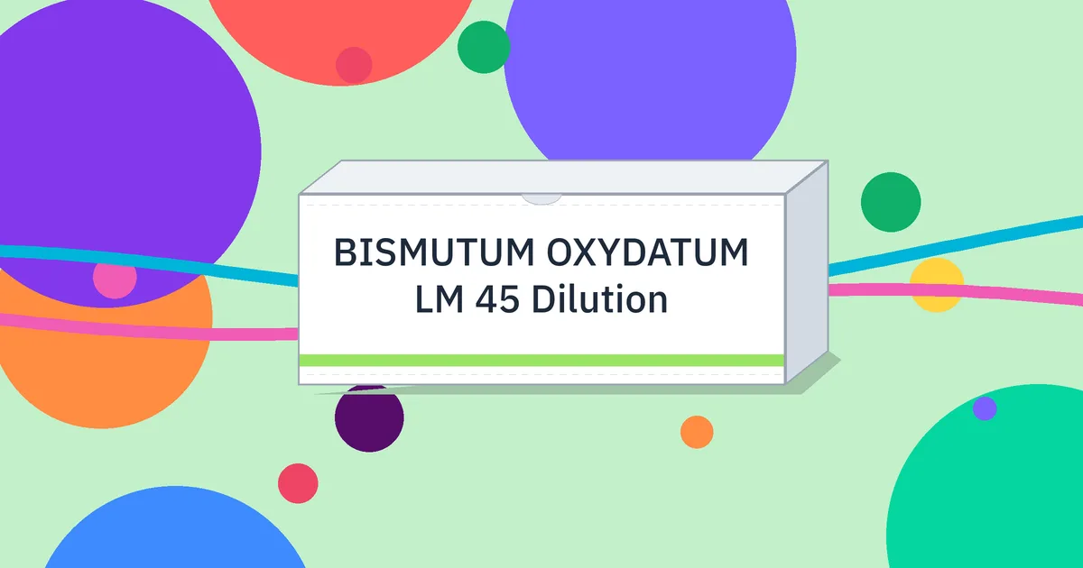 Symbolbild: Packung mit der Aufschrift BISMUTUM OXYDATUM LM 45 Dilution (PZN 13388307) – Verfügbarkeit und Bezug in Apotheken in Frankfurt am Main