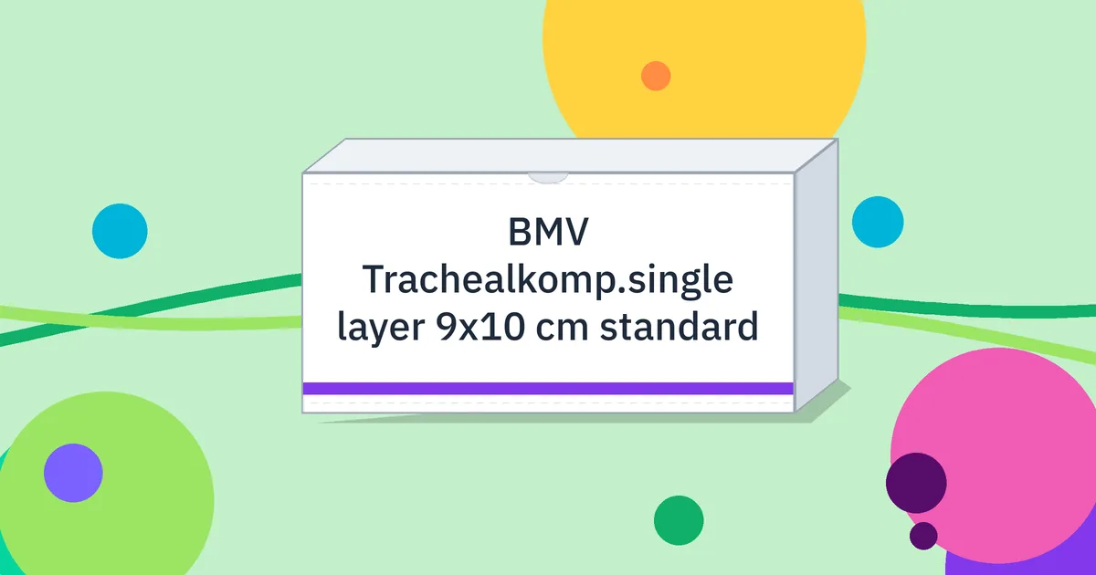 Symbolbild: Packung mit der Aufschrift BMV Trachealkomp.single layer 9x10 cm standard (PZN 17554754) – Verfügbarkeit und Bezug in Apotheken in Frankfurt am Main