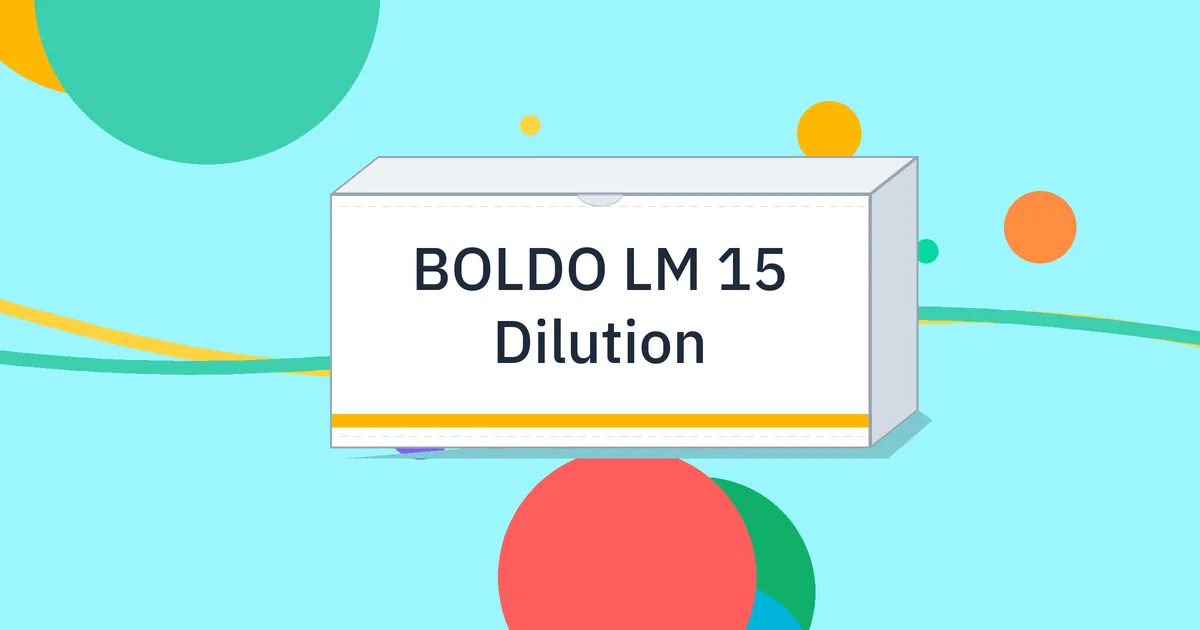 Symbolbild: Packung mit der Aufschrift BOLDO LM 15 Dilution (PZN 13390445) – Verfügbarkeit und Bezug in Apotheken in Frankfurt am Main
