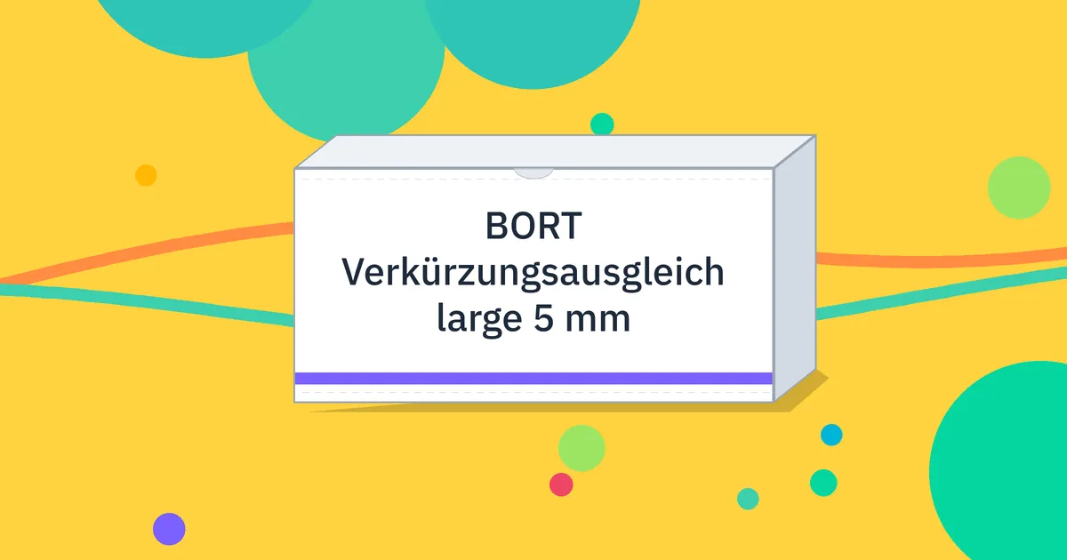 Symbolbild: Packung mit der Aufschrift BORT Verkürzungsausgleich large 5 mm (PZN 06084357) – Verfügbarkeit und Bezug in Apotheken in Frankfurt am Main
