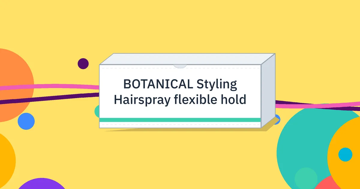 Symbolbild: Packung mit der Aufschrift BOTANICAL Styling Hairspray flexible hold (PZN 09935525) – Verfügbarkeit und Bezug in Apotheken in Frankfurt am Main