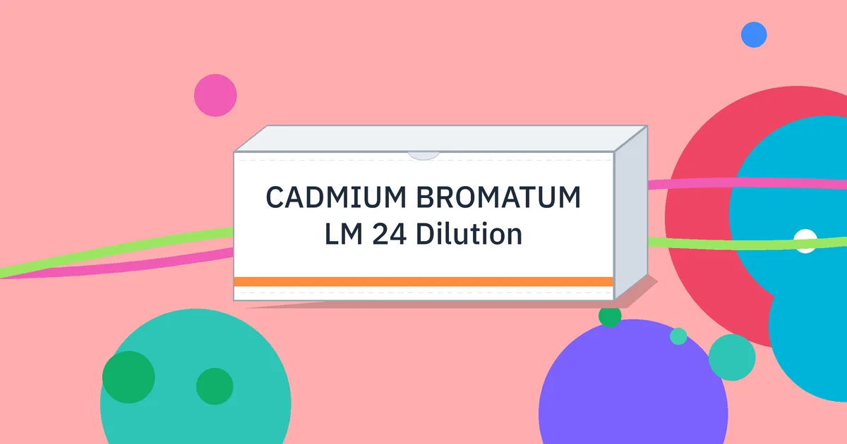 Symbolbild: Packung mit der Aufschrift CADMIUM BROMATUM LM 24 Dilution (PZN 12797989) – Verfügbarkeit und Bezug in Apotheken in Frankfurt am Main
