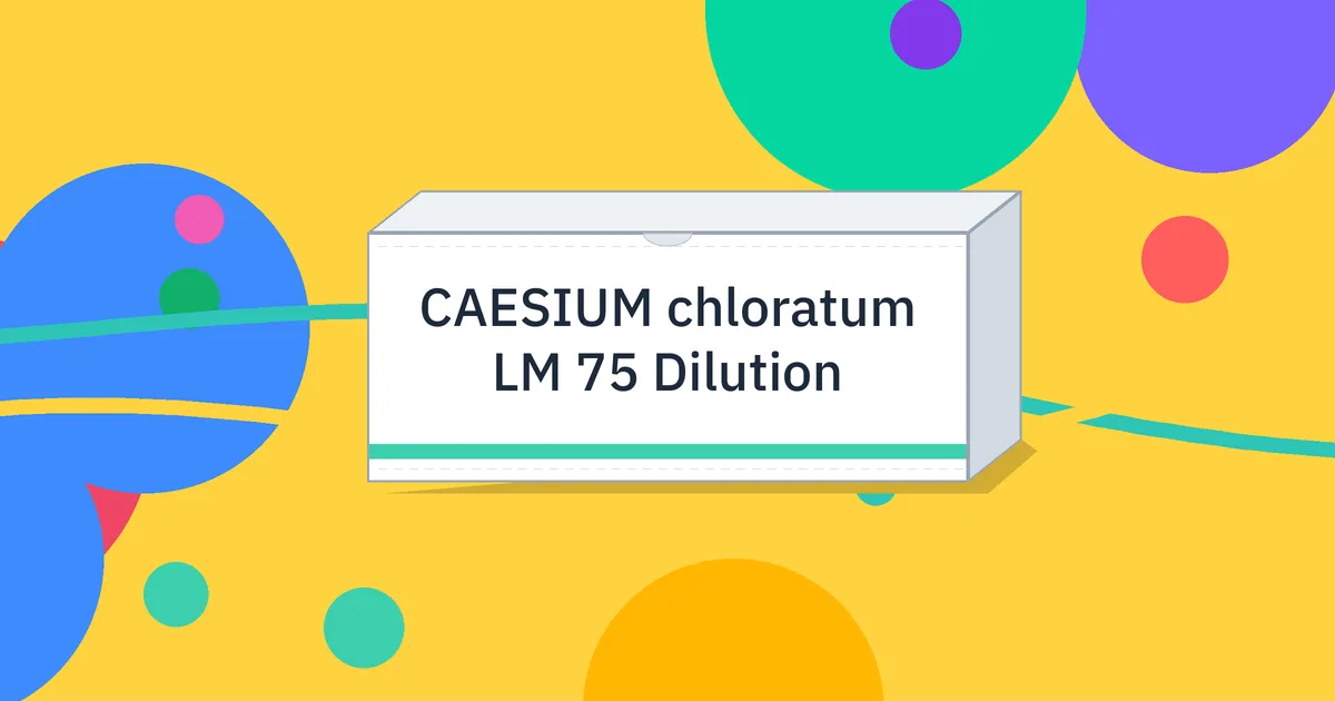 Symbolbild: Packung mit der Aufschrift CAESIUM chloratum LM 75 Dilution (PZN 12799362) – Verfügbarkeit und Bezug in Apotheken in Frankfurt am Main
