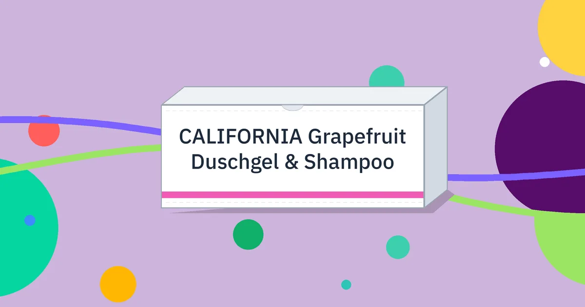 Symbolbild: Packung mit der Aufschrift CALIFORNIA Grapefruit Duschgel & Shampoo (PZN 13753971) – Verfügbarkeit und Bezug in Apotheken in Frankfurt am Main