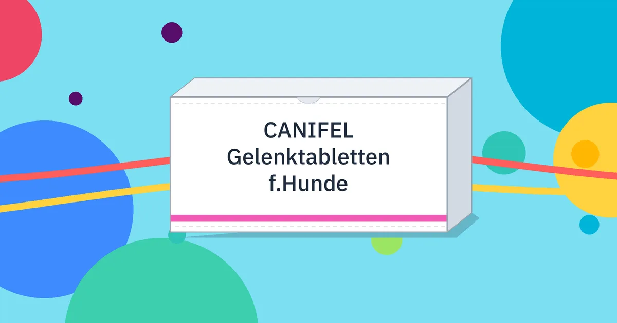Symbolbild: Packung mit der Aufschrift CANIFEL Gelenktabletten f.Hunde (PZN 20103587) – Verfügbarkeit und Bezug in Apotheken in Frankfurt am Main