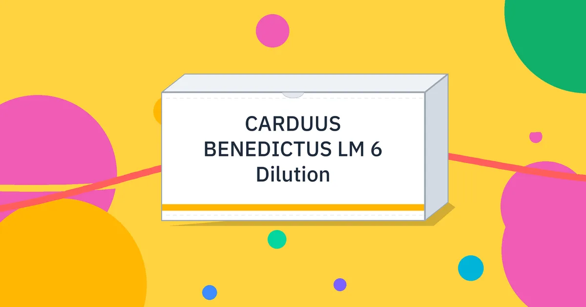 Symbolbild: Packung mit der Aufschrift CARDUUS BENEDICTUS LM 6 Dilution (PZN 13430021) – Verfügbarkeit und Bezug in Apotheken in Frankfurt am Main