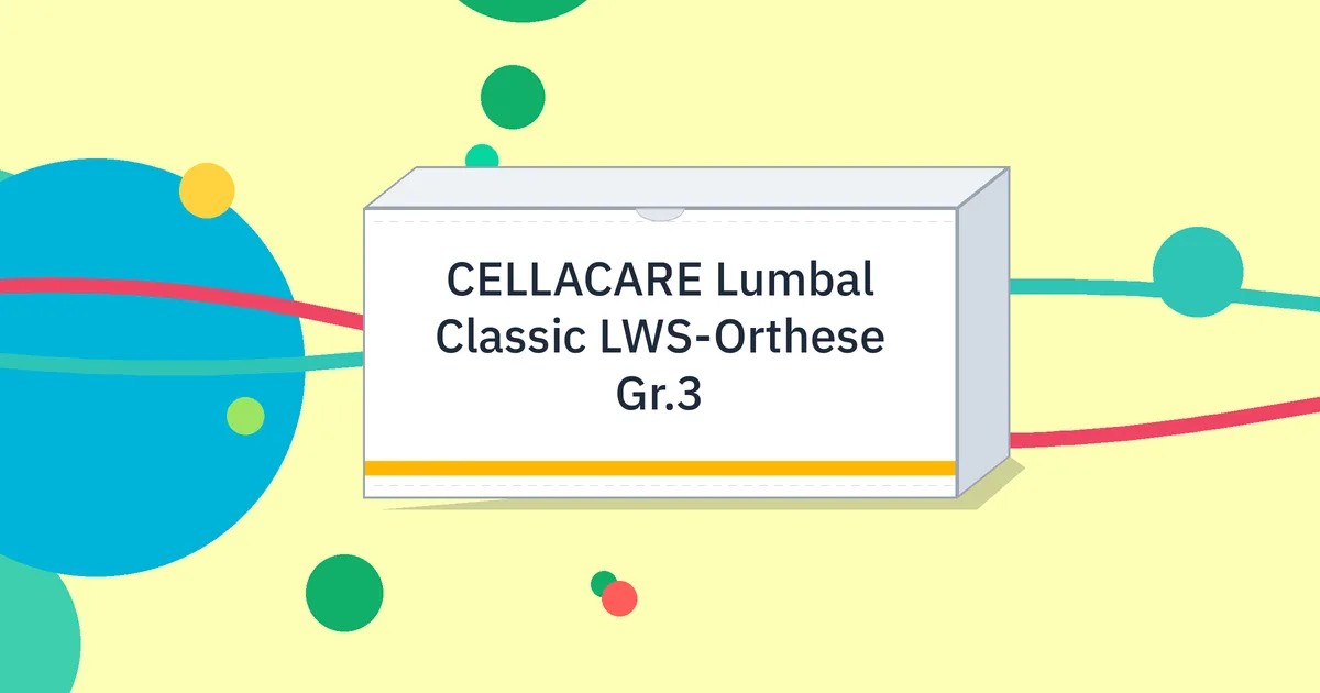 Symbolbild: Packung mit der Aufschrift CELLACARE Lumbal Classic LWS-Orthese Gr.3 (PZN 14853195) – Verfügbarkeit und Bezug in Apotheken in Frankfurt am Main