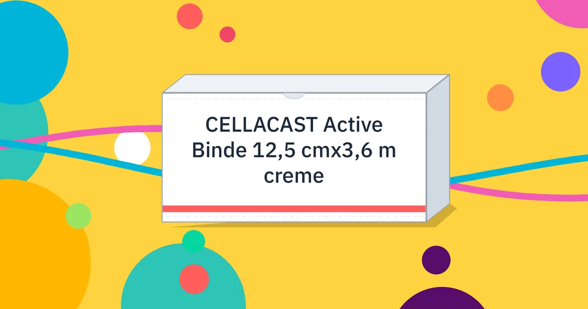 Symbolbild: Packung mit der Aufschrift CELLACAST Active Binde 12,5 cmx3,6 m creme (PZN 14251705) – Verfügbarkeit und Bezug in Apotheken in Frankfurt am Main