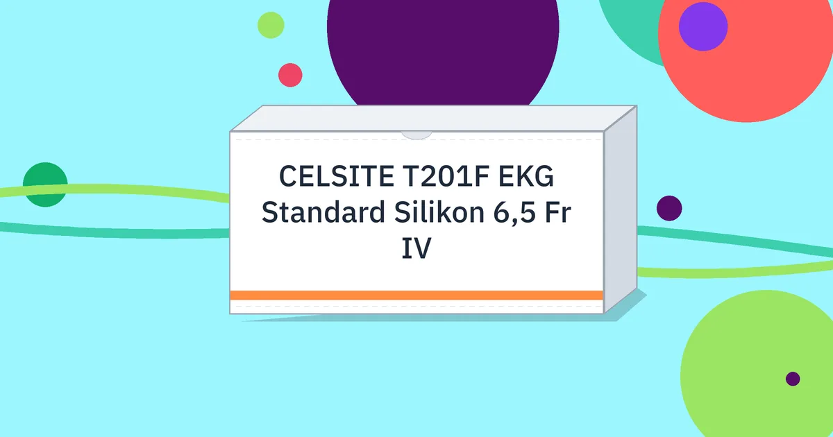 Symbolbild: Packung mit der Aufschrift CELSITE T201F EKG Standard Silikon 6,5 Fr IV (PZN 10990498) – Verfügbarkeit und Bezug in Apotheken in Frankfurt am Main