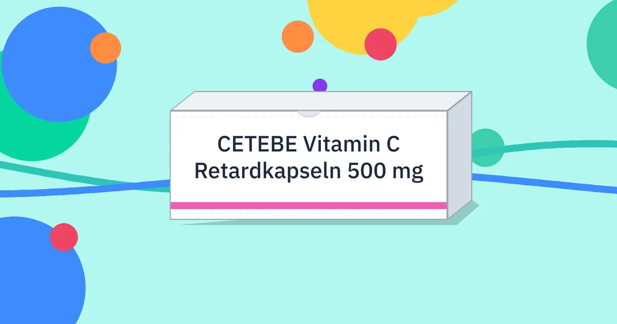 Symbolbild: Packung mit der Aufschrift CETEBE Vitamin C Retardkapseln 500 mg (PZN 03884301) – Verfügbarkeit und Bezug in Apotheken in Frankfurt am Main