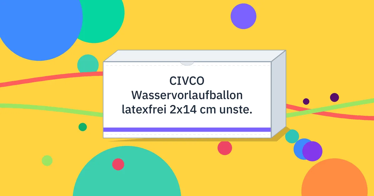 Symbolbild: Packung mit der Aufschrift CIVCO Wasservorlaufballon latexfrei 2x14 cm unste. (PZN 18071199) – Verfügbarkeit und Bezug in Apotheken in Frankfurt am Main