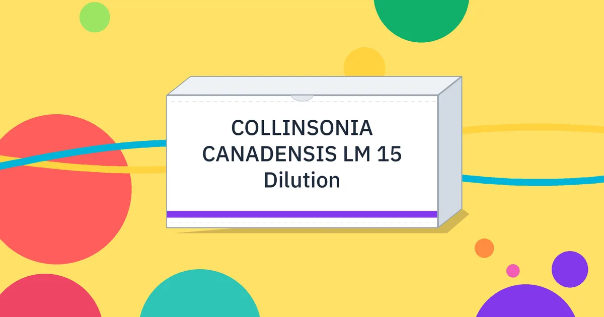 Symbolbild: Packung mit der Aufschrift COLLINSONIA CANADENSIS LM 15 Dilution (PZN 13447866) – Verfügbarkeit und Bezug in Apotheken in Frankfurt am Main