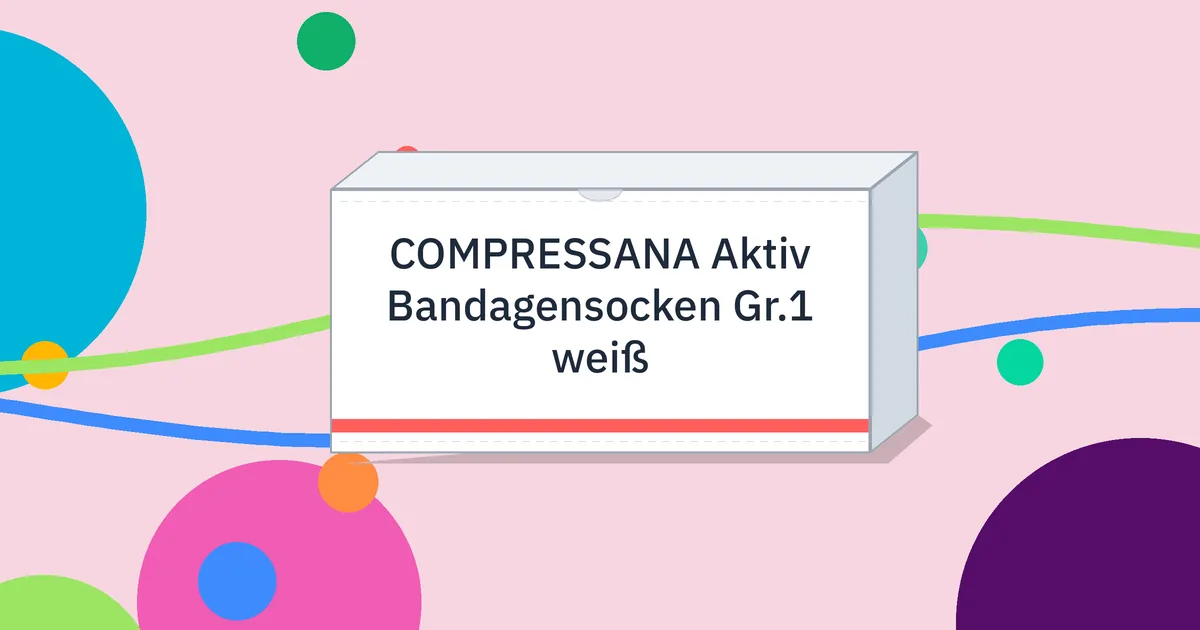 Symbolbild: Packung mit der Aufschrift COMPRESSANA Aktiv Bandagensocken Gr.1 weiß (PZN 09209724) – Verfügbarkeit und Bezug in Apotheken in Frankfurt am Main
