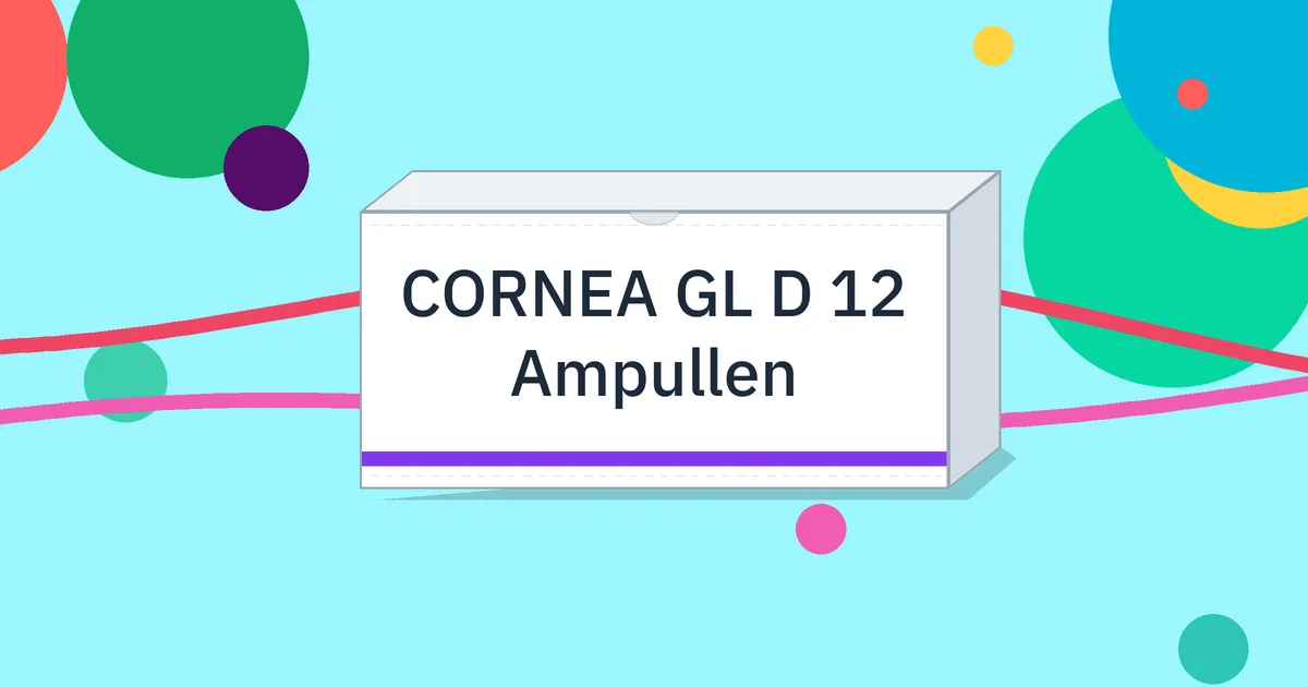 Symbolbild: Packung mit der Aufschrift CORNEA GL D 12 Ampullen (PZN 02914626) – Verfügbarkeit und Bezug in Apotheken in Frankfurt am Main