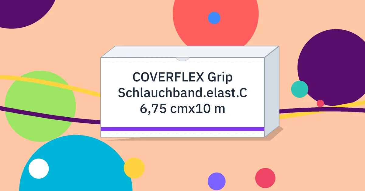 Symbolbild: Packung mit der Aufschrift COVERFLEX Grip Schlauchband.elast.C 6,75 cmx10 m (PZN 14442138) – Verfügbarkeit und Bezug in Apotheken in Frankfurt am Main