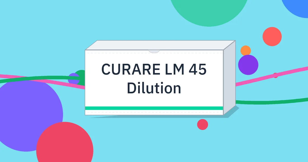 Symbolbild: Packung mit der Aufschrift CURARE LM 45 Dilution (PZN 12839765) – Verfügbarkeit und Bezug in Apotheken in Frankfurt am Main