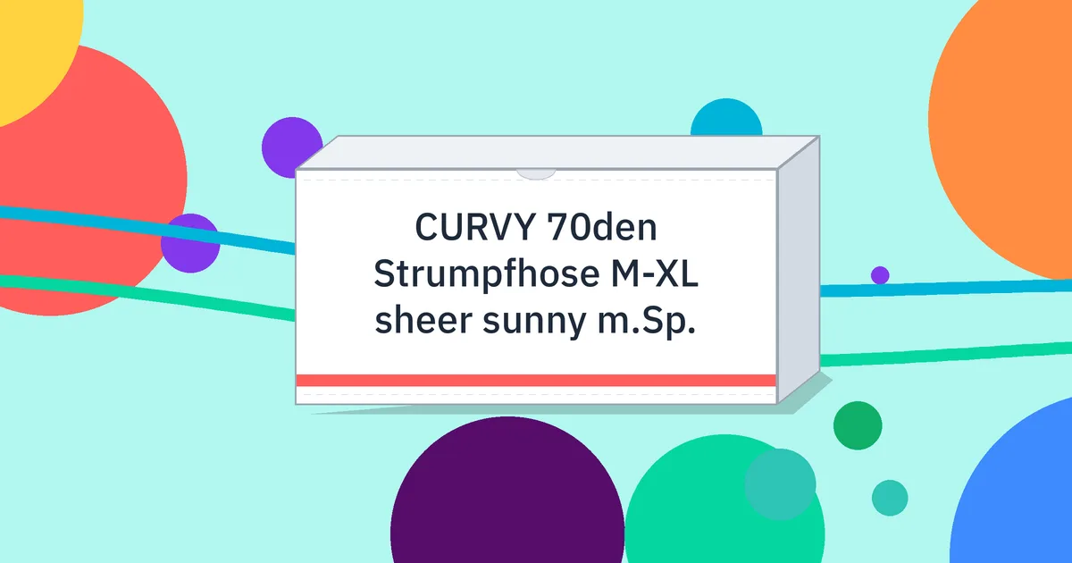 Symbolbild: Packung mit der Aufschrift CURVY 70den Strumpfhose M-XL sheer sunny m.Sp. (PZN 16175724) – Verfügbarkeit und Bezug in Apotheken in Frankfurt am Main