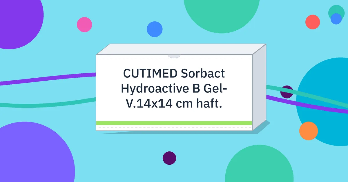 Symbolbild: Packung mit der Aufschrift CUTIMED Sorbact Hydroactive B Gel-V.14x14 cm haft. (PZN 18126813) – Verfügbarkeit und Bezug in Apotheken in Frankfurt am Main