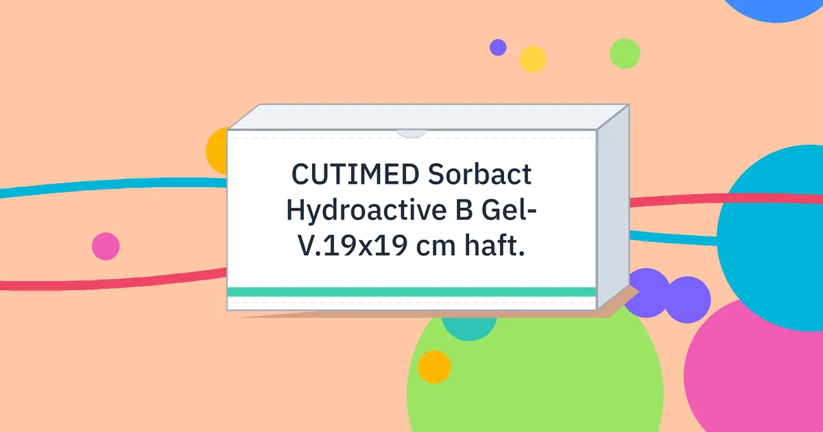 Symbolbild: Packung mit der Aufschrift CUTIMED Sorbact Hydroactive B Gel-V.19x19 cm haft. (PZN 16827753) – Verfügbarkeit und Bezug in Apotheken in Frankfurt am Main