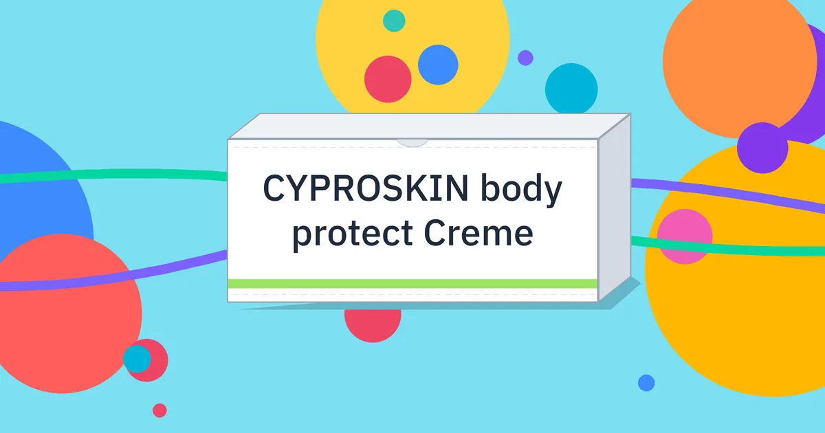 Symbolbild: Packung mit der Aufschrift CYPROSKIN body protect Creme (PZN 13826279) – Verfügbarkeit und Bezug in Apotheken in Frankfurt am Main