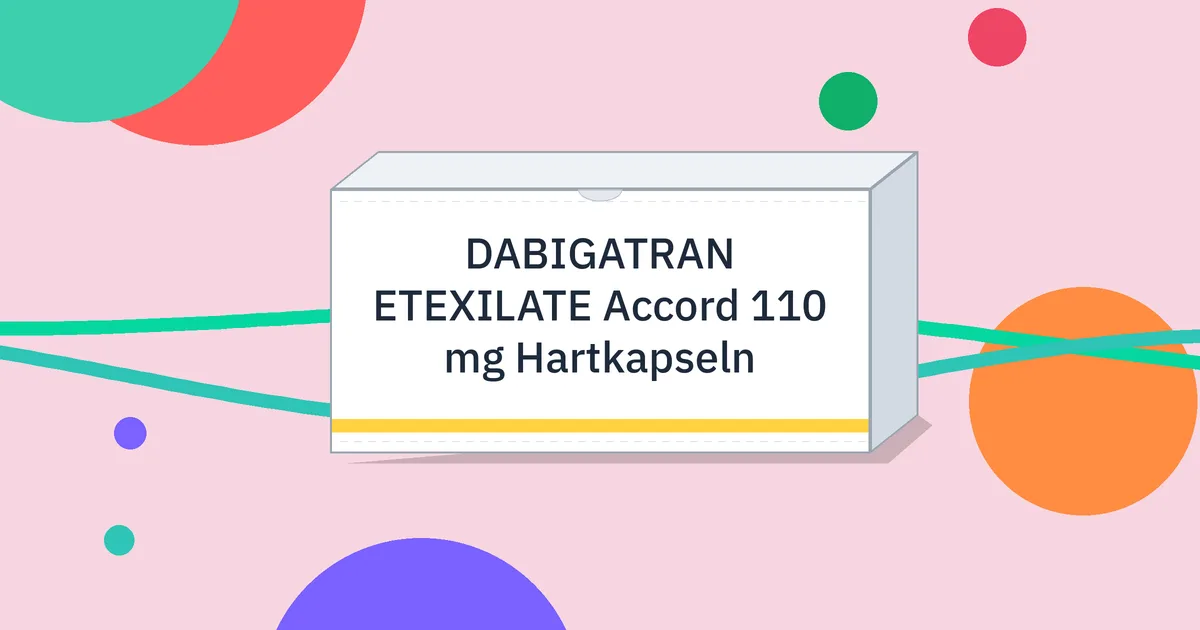 Symbolbild: Packung mit der Aufschrift DABIGATRAN ETEXILATE Accord 110 mg Hartkapseln (PZN 19537725) – Verfügbarkeit und Bezug in Apotheken in Frankfurt am Main