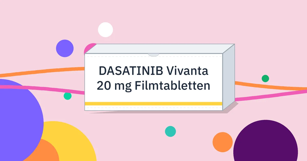 Symbolbild: Packung mit der Aufschrift DASATINIB Vivanta 20 mg Filmtabletten (PZN 20045482) – Verfügbarkeit und Bezug in Apotheken in Frankfurt am Main