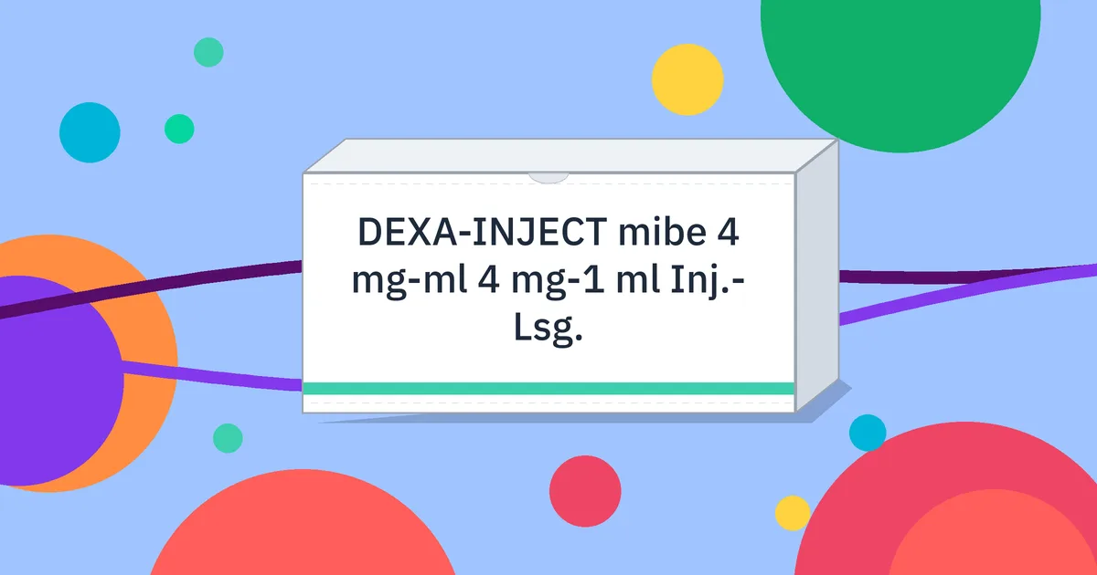 Symbolbild: Packung mit der Aufschrift DEXA-INJECT mibe 4 mg-ml 4 mg-1 ml Inj.-Lsg. (PZN 19847176) – Verfügbarkeit und Bezug in Apotheken in Frankfurt am Main