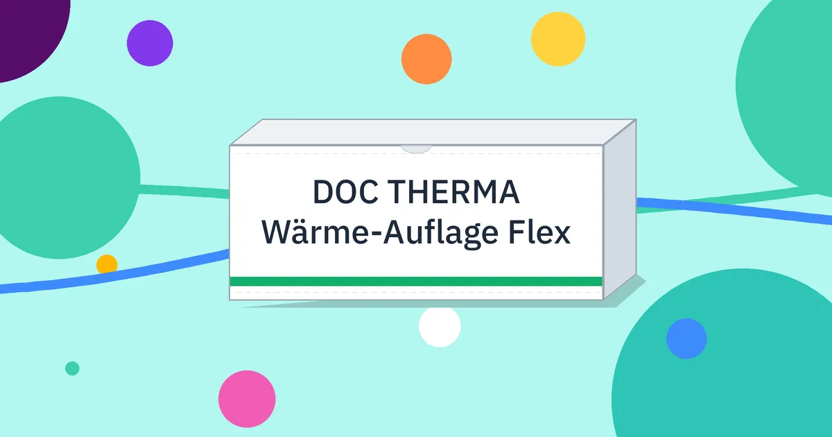 Symbolbild: Packung mit der Aufschrift DOC THERMA Wärme-Auflage Flex (PZN 20306333) – Verfügbarkeit und Bezug in Apotheken in Frankfurt am Main