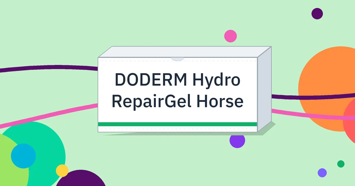 Symbolbild: Packung mit der Aufschrift DODERM Hydro RepairGel Horse (PZN 19193361) – Verfügbarkeit und Bezug in Apotheken in Frankfurt am Main