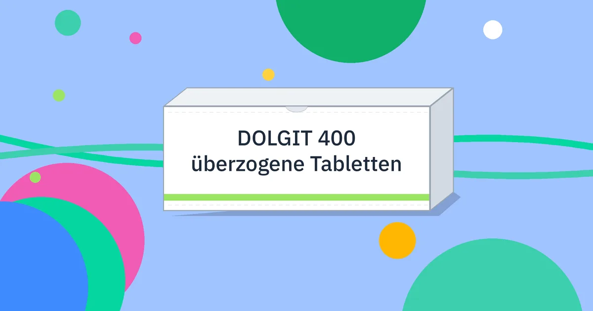 Symbolbild: Packung mit der Aufschrift DOLGIT 400 überzogene Tabletten (PZN 02363333) – Verfügbarkeit und Bezug in Apotheken in Frankfurt am Main