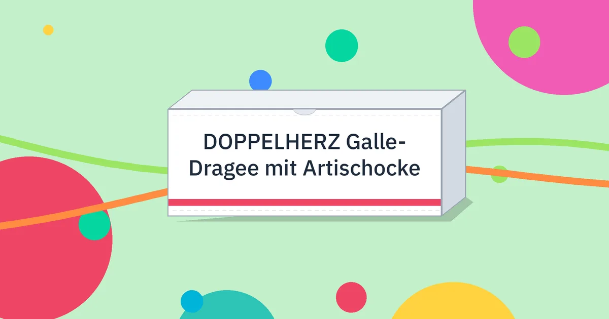 Symbolbild: Packung mit der Aufschrift DOPPELHERZ Galle-Dragee mit Artischocke (PZN 11277578) – Verfügbarkeit und Bezug in Apotheken in Frankfurt am Main