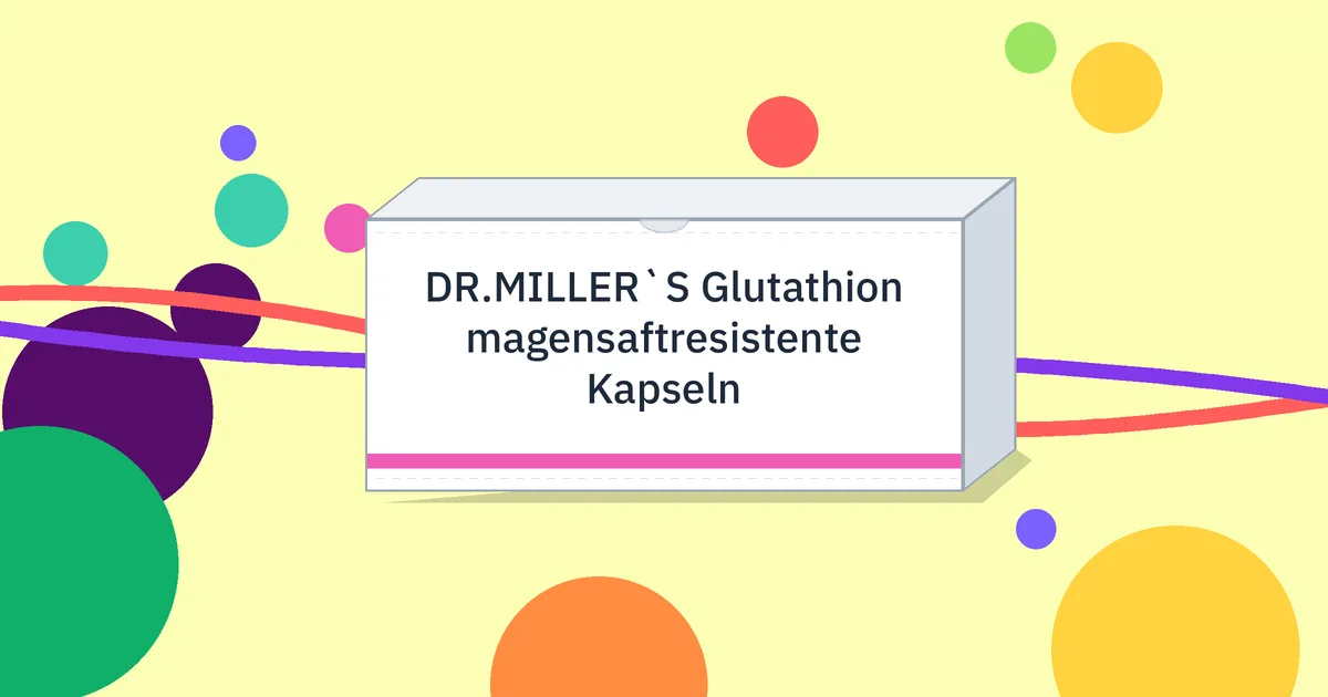 Symbolbild: Packung mit der Aufschrift DR.MILLER`S Glutathion magensaftresistente Kapseln (PZN 10991747) – Verfügbarkeit und Bezug in Apotheken in Frankfurt am Main