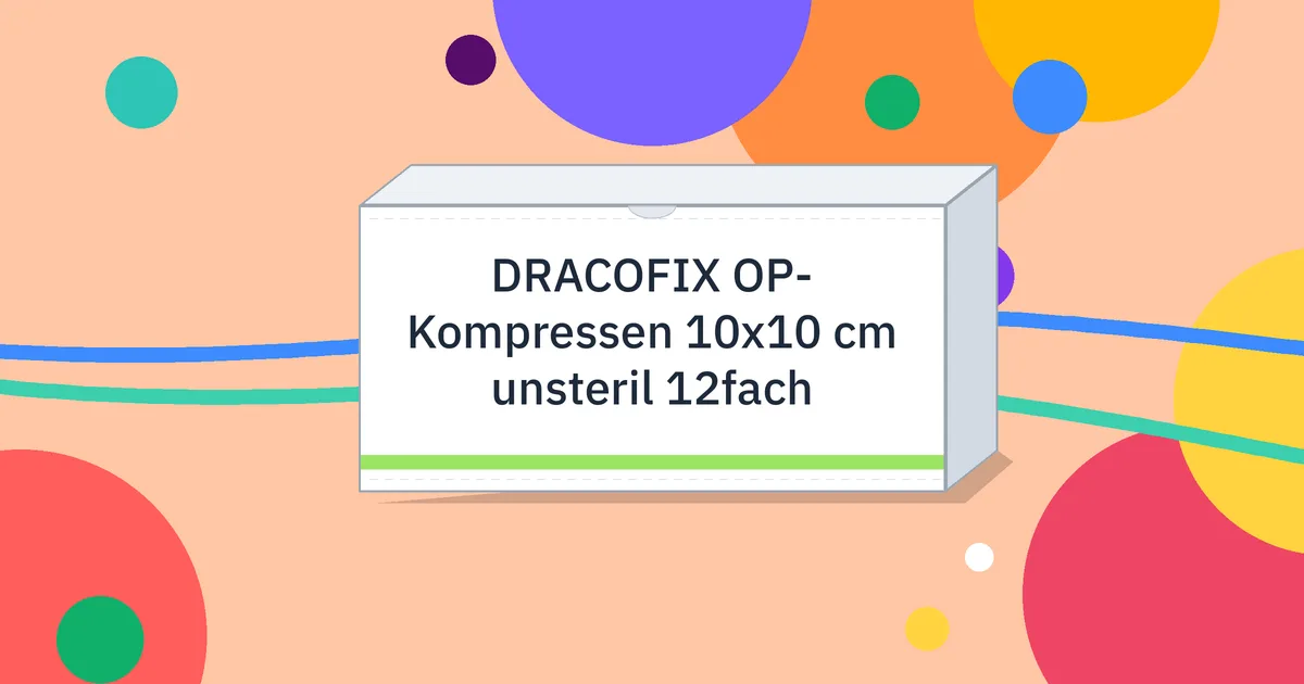 Symbolbild: Packung mit der Aufschrift DRACOFIX OP-Kompressen 10x10 cm unsteril 12fach (PZN 01980638) – Verfügbarkeit und Bezug in Apotheken in Frankfurt am Main