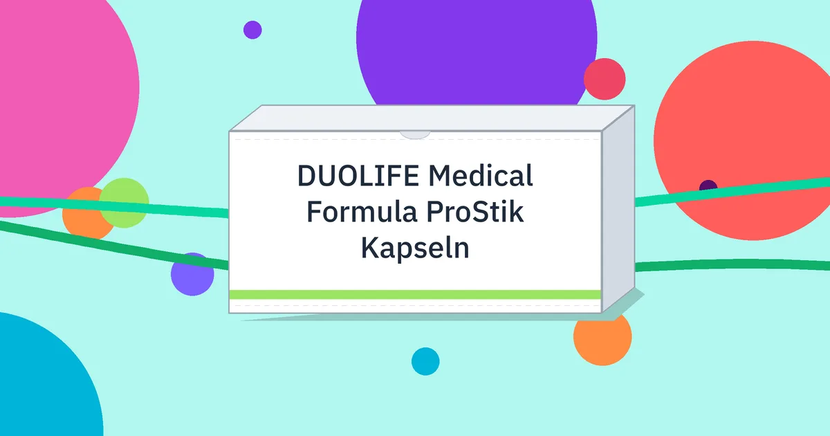 Symbolbild: Packung mit der Aufschrift DUOLIFE Medical Formula ProStik Kapseln (PZN 16683403) – Verfügbarkeit und Bezug in Apotheken in Frankfurt am Main