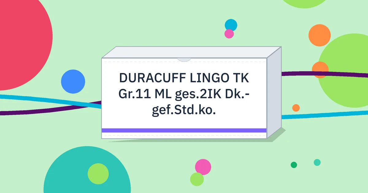 Symbolbild: Packung mit der Aufschrift DURACUFF LINGO TK Gr.11 ML ges.2IK Dk.-gef.Std.ko. (PZN 04961191) – Verfügbarkeit und Bezug in Apotheken in Frankfurt am Main