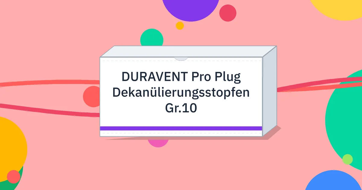Symbolbild: Packung mit der Aufschrift DURAVENT Pro Plug Dekanülierungsstopfen Gr.10 (PZN 19272793) – Verfügbarkeit und Bezug in Apotheken in Frankfurt am Main