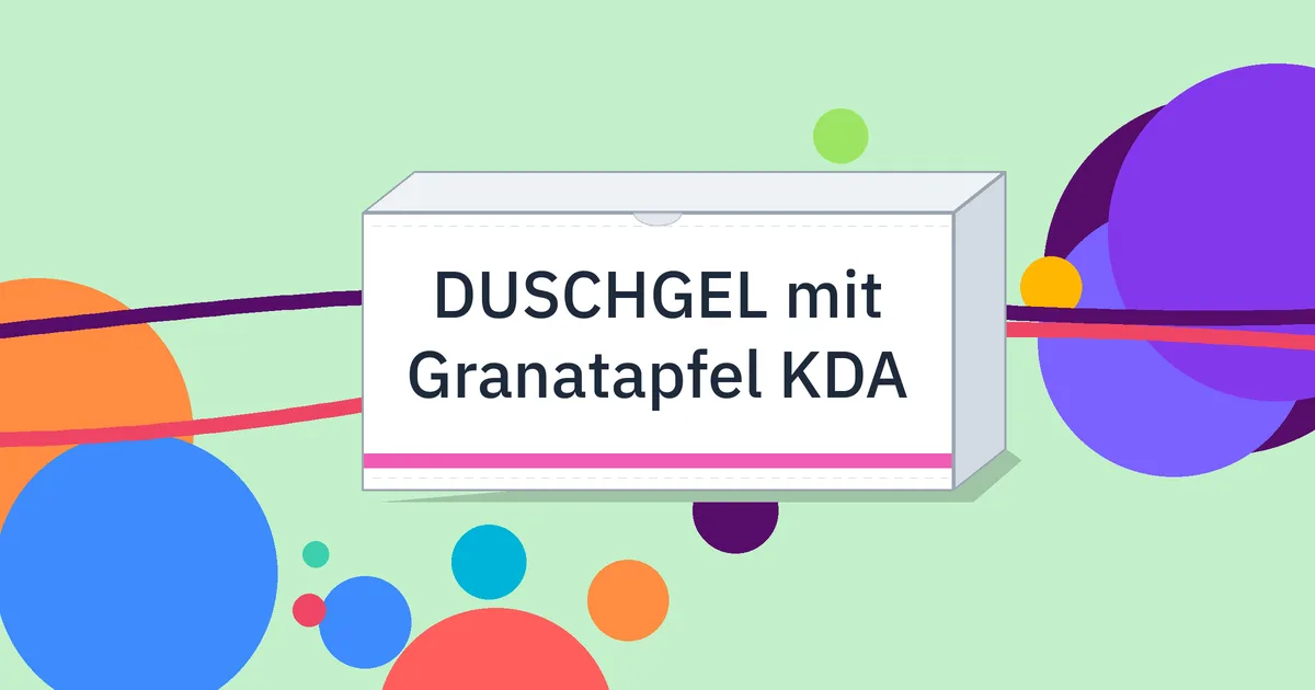 Symbolbild: Packung mit der Aufschrift DUSCHGEL mit Granatapfel KDA (PZN 09462133) – Verfügbarkeit und Bezug in Apotheken in Frankfurt am Main