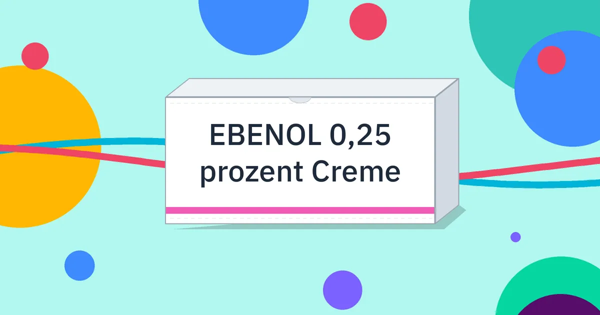 Symbolbild: Packung mit der Aufschrift EBENOL 0,25 prozent Creme (PZN 04479152) – Verfügbarkeit und Bezug in Apotheken in Frankfurt am Main