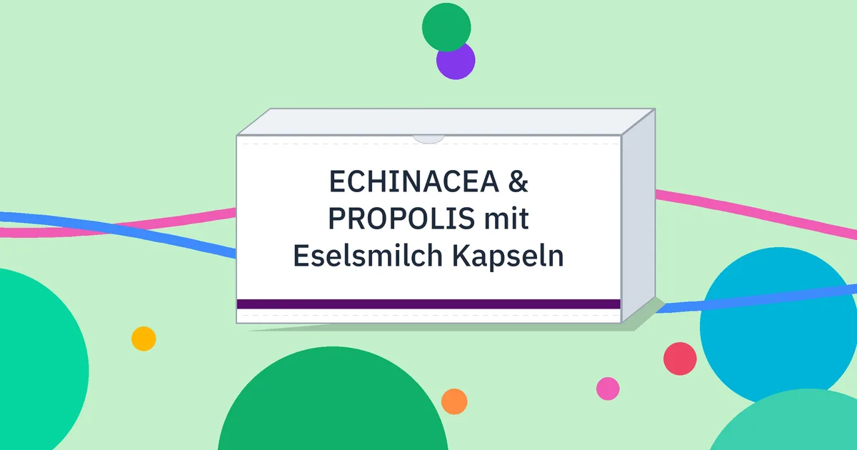 Symbolbild: Packung mit der Aufschrift ECHINACEA & PROPOLIS mit Eselsmilch Kapseln (PZN 19680138) – Verfügbarkeit und Bezug in Apotheken in Frankfurt am Main