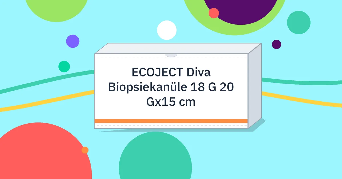 Symbolbild: Packung mit der Aufschrift ECOJECT Diva Biopsiekanüle 18 G 20 Gx15 cm (PZN 06125458) – Verfügbarkeit und Bezug in Apotheken in Frankfurt am Main