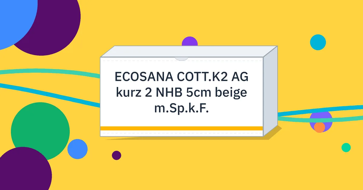 Symbolbild: Packung mit der Aufschrift ECOSANA COTT.K2 AG kurz 2 NHB 5cm beige m.Sp.k.F. (PZN 16949025) – Verfügbarkeit und Bezug in Apotheken in Frankfurt am Main