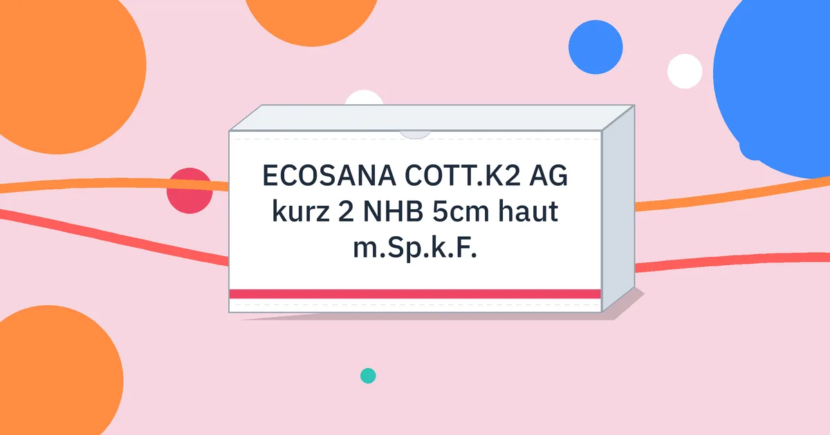 Symbolbild: Packung mit der Aufschrift ECOSANA COTT.K2 AG kurz 2 NHB 5cm haut m.Sp.k.F. (PZN 16949166) – Verfügbarkeit und Bezug in Apotheken in Frankfurt am Main