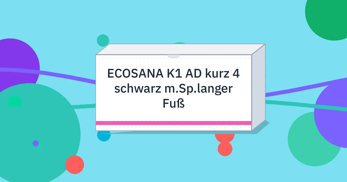 Symbolbild: Packung mit der Aufschrift ECOSANA K1 AD kurz 4 schwarz m.Sp.langer Fuß (PZN 04724835) – Verfügbarkeit und Bezug in Apotheken in Frankfurt am Main