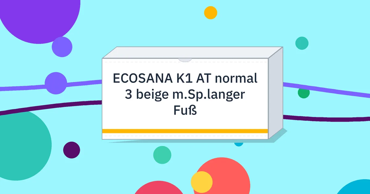Symbolbild: Packung mit der Aufschrift ECOSANA K1 AT normal 3 beige m.Sp.langer Fuß (PZN 04731605) – Verfügbarkeit und Bezug in Apotheken in Frankfurt am Main