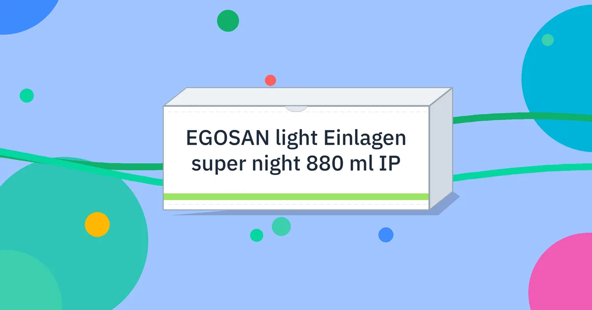 Symbolbild: Packung mit der Aufschrift EGOSAN light Einlagen super night 880 ml IP (PZN 16803735) – Verfügbarkeit und Bezug in Apotheken in Frankfurt am Main