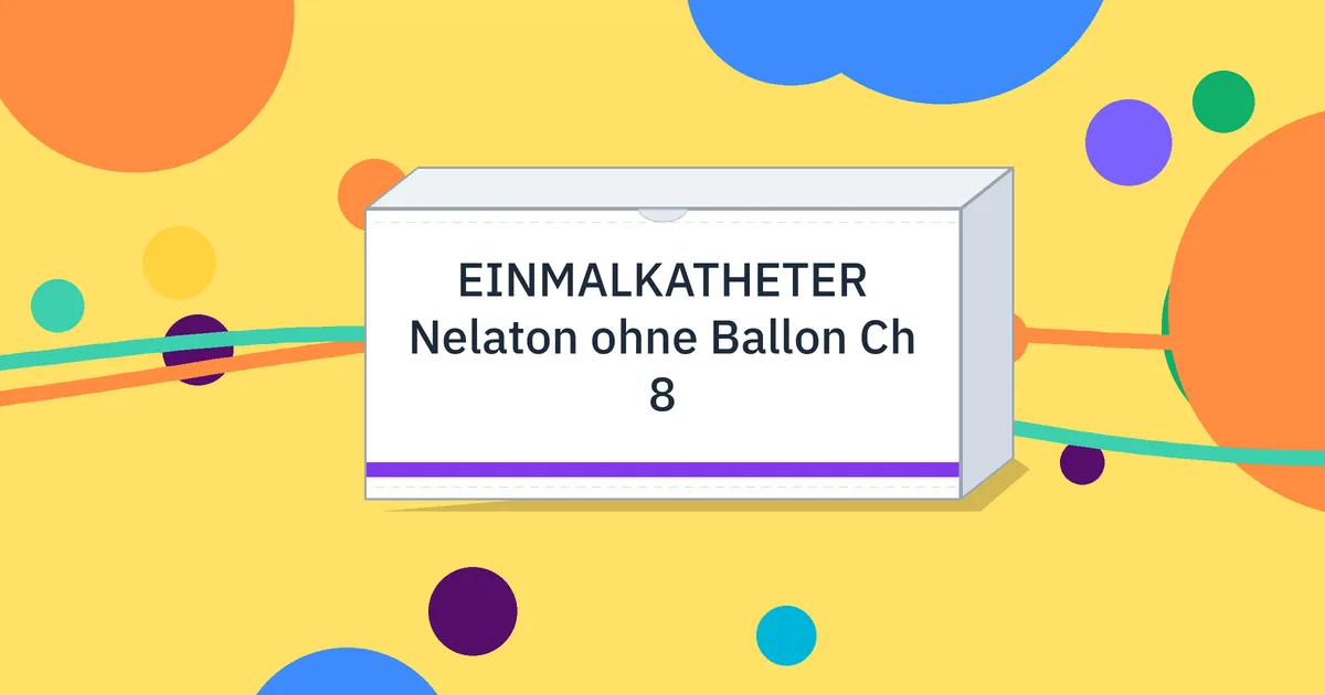 Symbolbild: Packung mit der Aufschrift EINMALKATHETER Nelaton ohne Ballon Ch 8 (PZN 00052043) – Verfügbarkeit und Bezug in Apotheken in Frankfurt am Main
